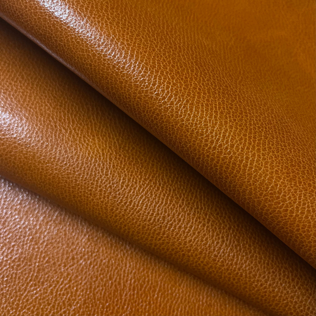 Goat Grain Embossed Cowhide, 3 oz | Cognac and Black – Leather Skins